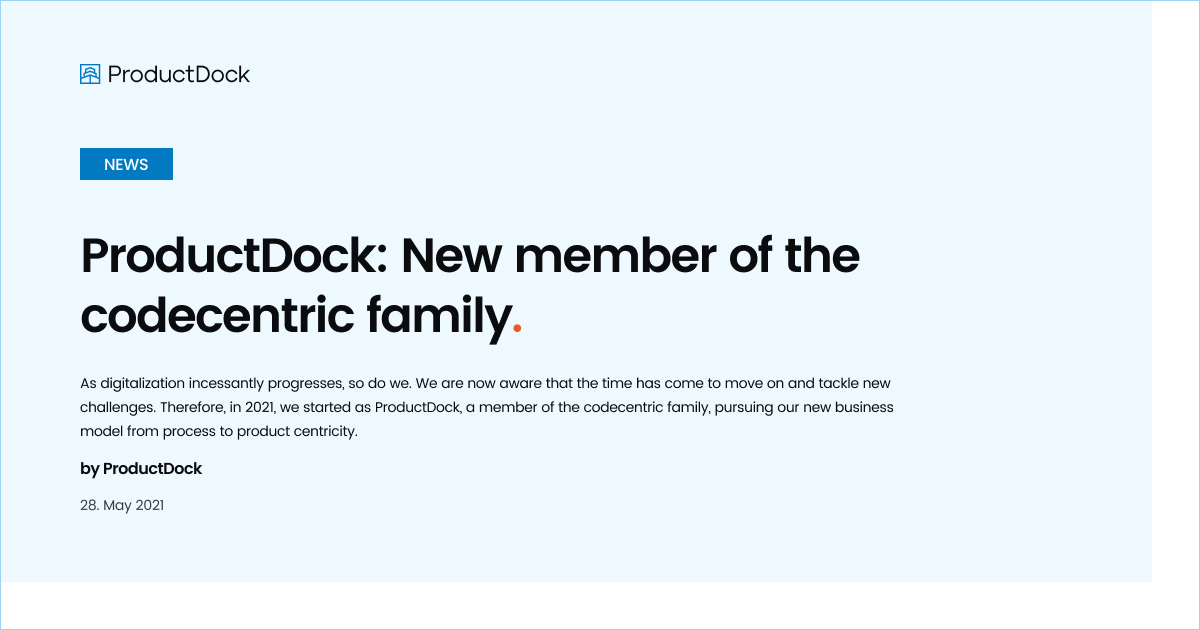 ProductDock AG: New member of the codecentric family | ProductDock